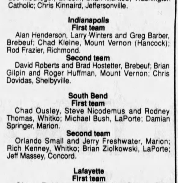 1991 All Semi-state teams: Brian Evans, Alan Henderson, & Glenn ...