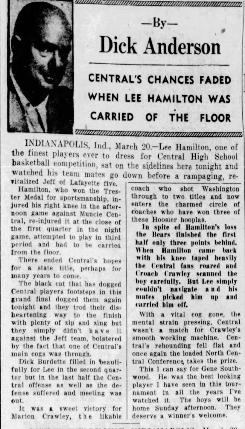 Lee Hamilton 1948 State Finals - The Game Remembered